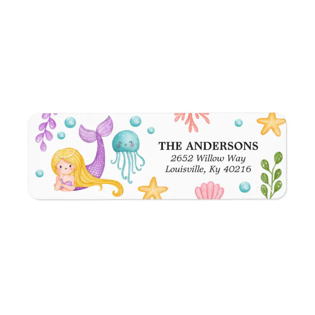 Mermaid Ocean Return Address Label | Zazzle