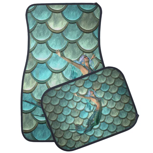 Mermaid On Mermaid Tail Scales Car Floor Mat | Zazzle