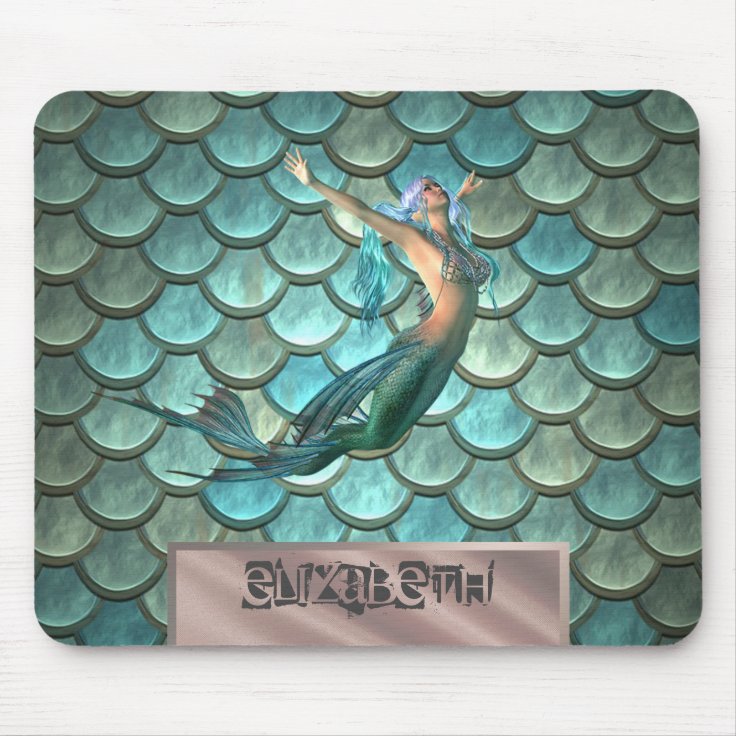 Mermaid On Mermaid Tail Scales Mouse Pad | Zazzle