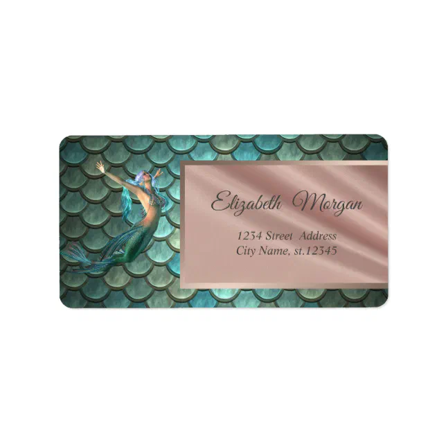 Mermaid On Mermaid Tail Scales- Personalized Label | Zazzle