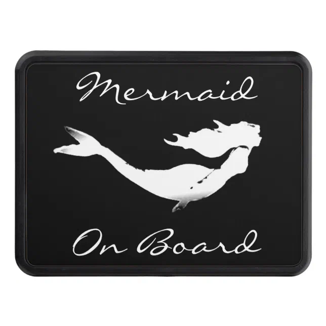 mermaid onboard black/white hitch cover | Zazzle