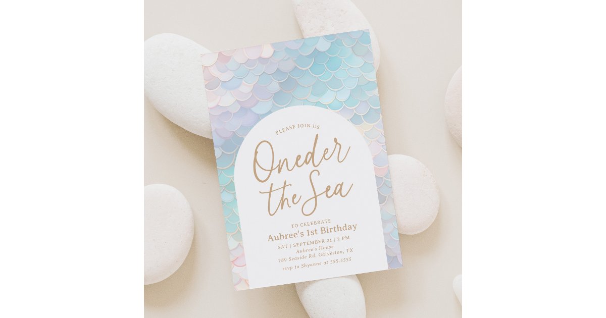 Mermaid Oneder the Sea 1st Birthday Party Invitation | Zazzle