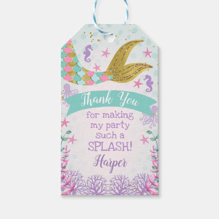 Mermaid or Under The Sea Birthday Tag | Zazzle