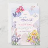 Mermaid Our Little Mermaid 4th Birthday Party Invitation | Zazzle