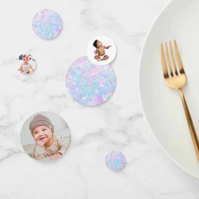 Mermaid Party Decoration Custom Photo Confetti | Zazzle