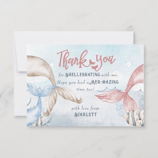 Mermaid Party Personalized with Mermaid Puns Thank You Card | Zazzle
