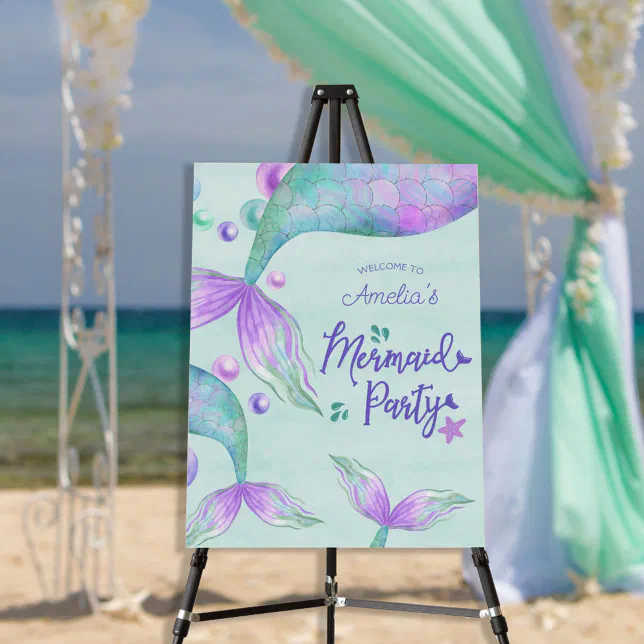 Mermaid Party Tails Under the Sea Personalized Foa Foam Board | Zazzle