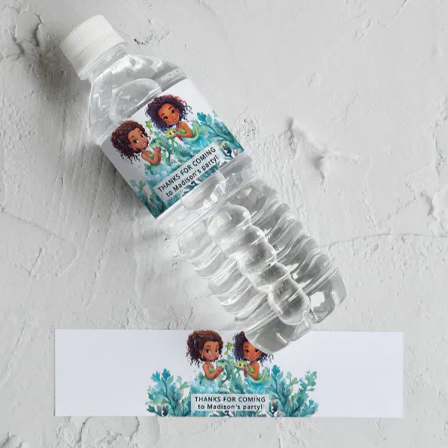 Mermaid Party Thank You Water Bottle Label | Zazzle