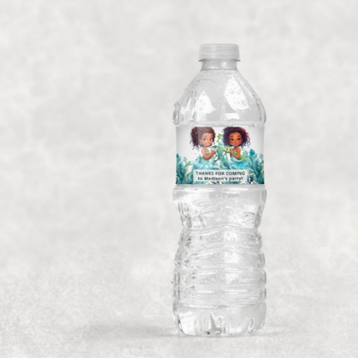 Mermaid Party Thank You Water Bottle Label | Zazzle