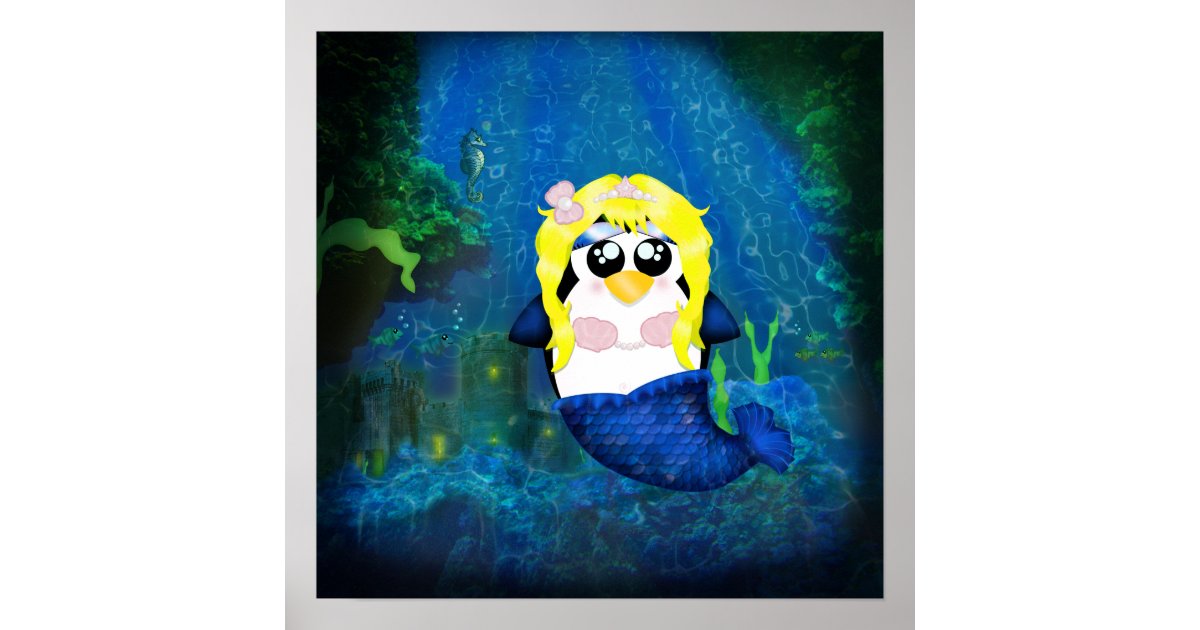 Mermaid Penguin Poster | Zazzle