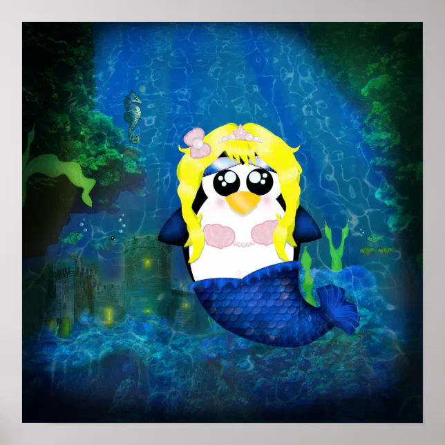 Mermaid Penguin Poster | Zazzle