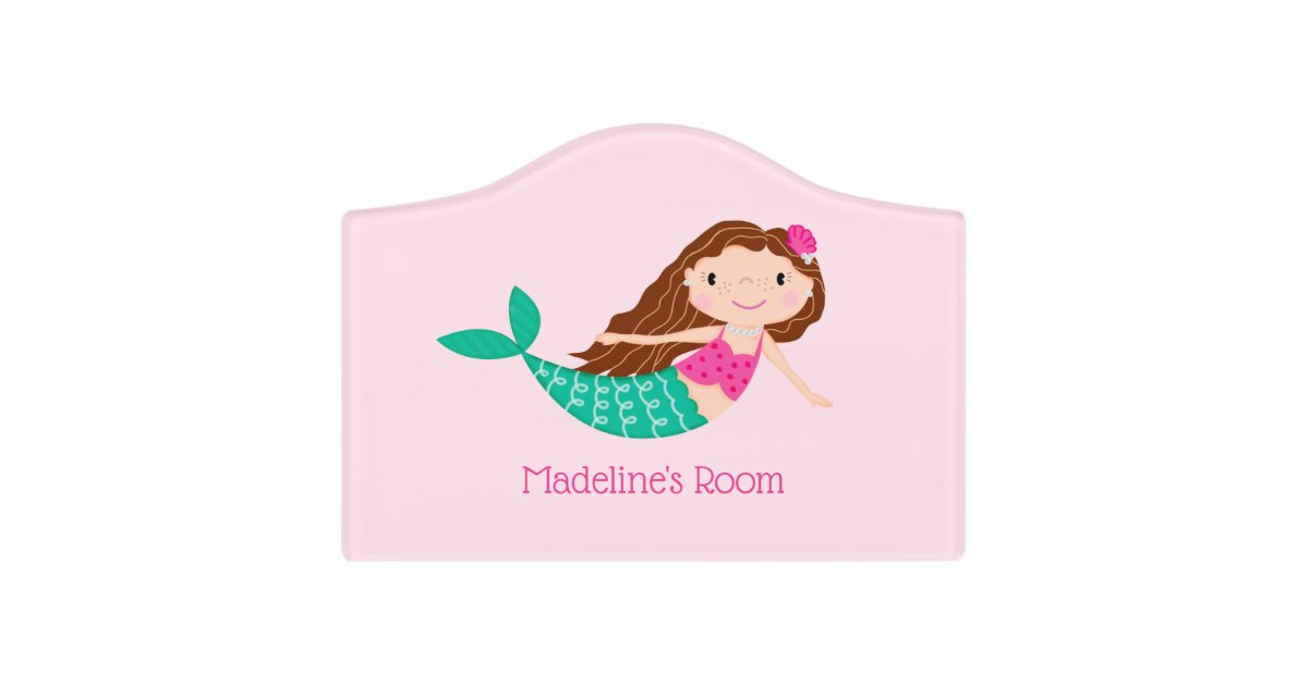 Mermaid Pink Personalized Name Door Sign | Zazzle