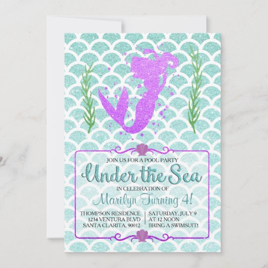 Mermaid Pool Party Birthday Invitation | Zazzle.com