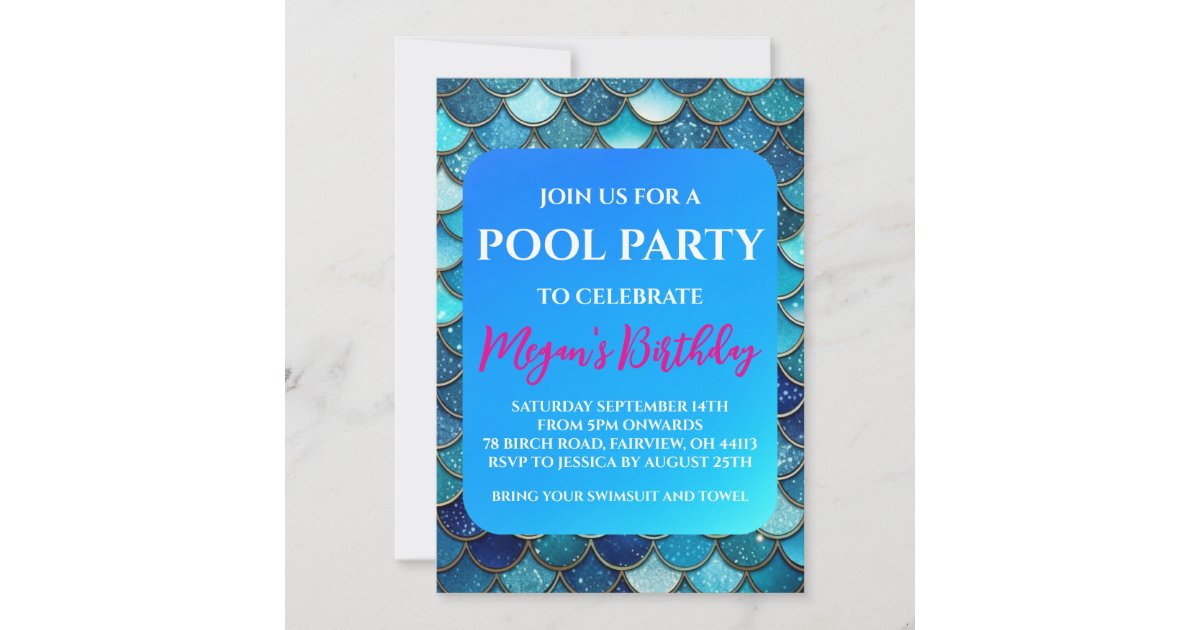 mermaid pool party invitations | Zazzle