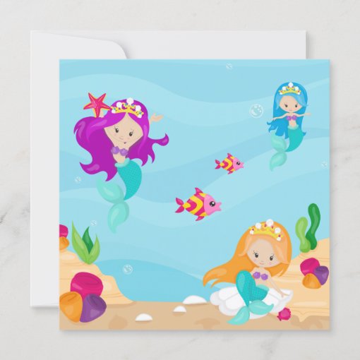 Mermaid Pool Party Invitations Custom Birthday | Zazzle