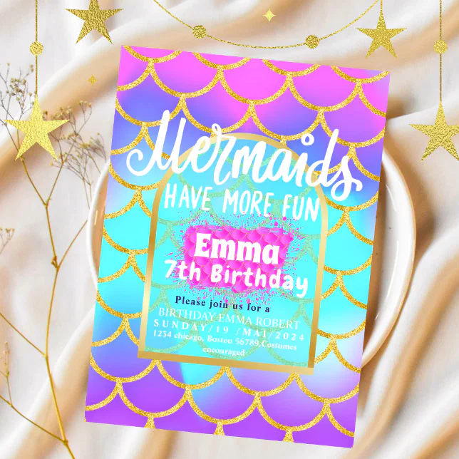 Mermaid Pool Party Pink Mermaid birthday Invitation | Zazzle