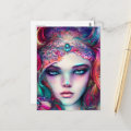 Mermaid Princess Half Face Graphic Postcard | Zazzle