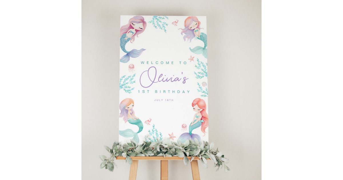 Mermaid Purple and Teal Birthday Poster | Zazzle