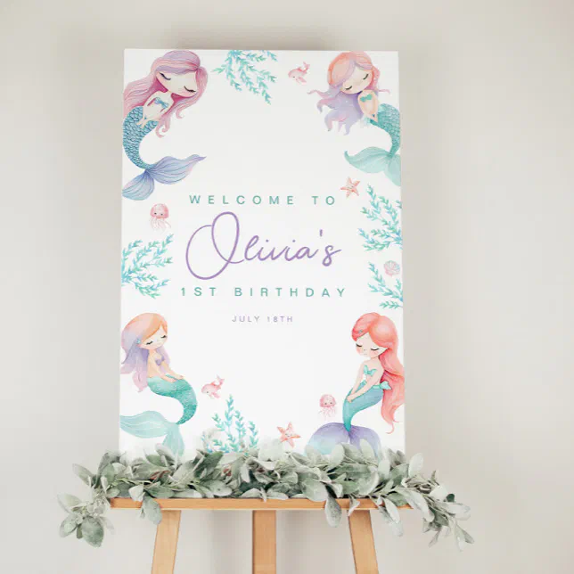 Mermaid Purple and Teal Birthday Poster | Zazzle