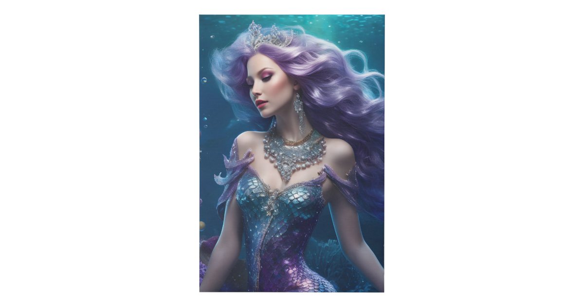 Mermaid Purple Hair Faux Canvas Print Zazzle