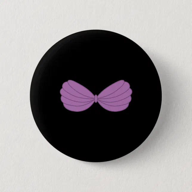 Mermaid Purple Seashell Bra Cartoon Graphic Button | Zazzle