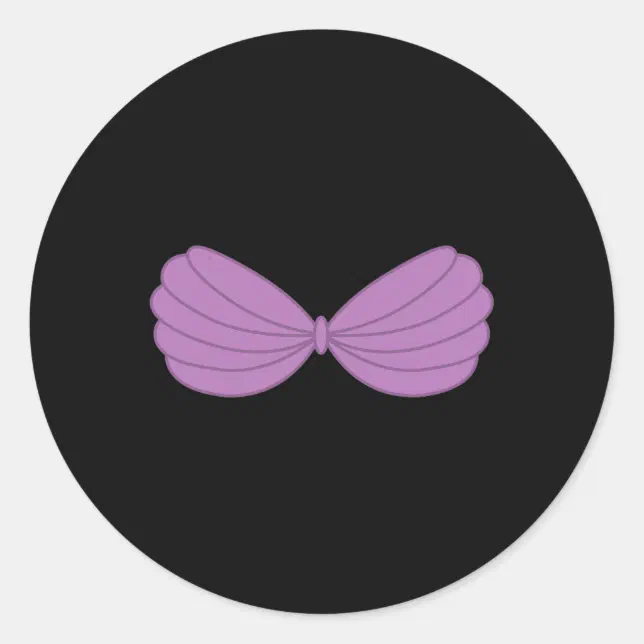 Mermaid Purple Seashell Bra Cartoon Graphic Classic Round Sticker | Zazzle