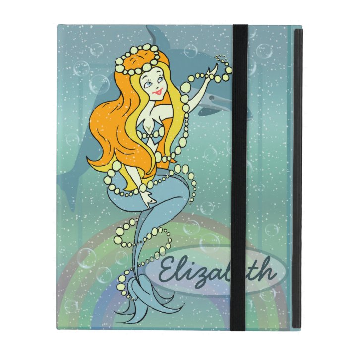 Mermaid Rainbow and Dolphin Illustration Design iPad Case | Zazzle.com