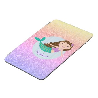 Mermaid Rainbow Glitter Personalized Name iPad Mini Cover | Zazzle