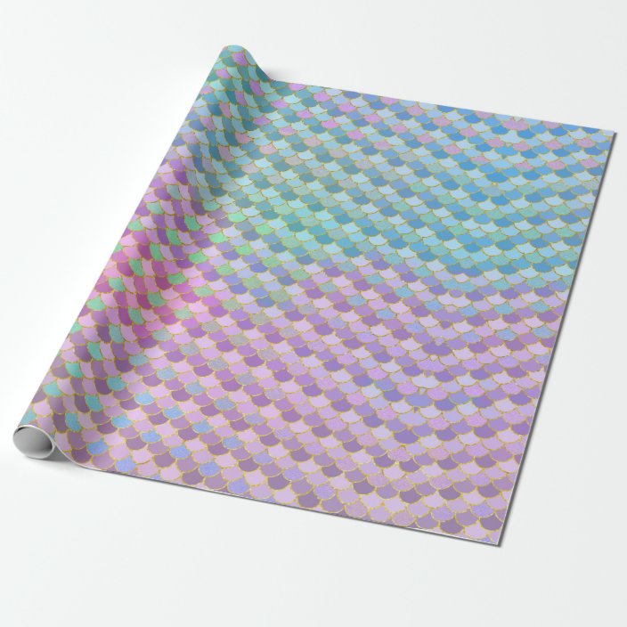 Mermaid Scale Glitter Rainbow Under the Sea Tail Wrapping Paper ...