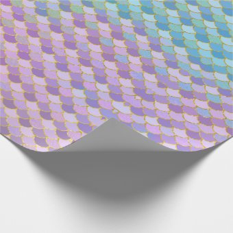 Mermaid Scale Glitter Rainbow Under the Sea Tail Wrapping Paper | Zazzle