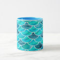 Mermaid scale pattern turquoise mint green blue mug | Zazzle
