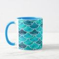 Mermaid scale pattern turquoise mint green blue mug | Zazzle