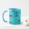 Mermaid scale pattern turquoise mint green blue mug | Zazzle