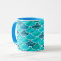 Mermaid scale pattern turquoise mint green blue mug | Zazzle