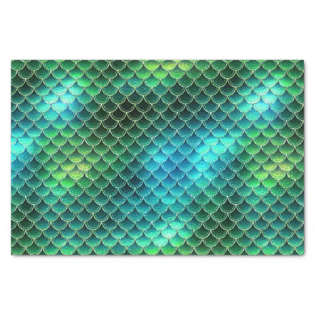Mermaid Scales Pattern Green ID600 Tissue Paper | Zazzle