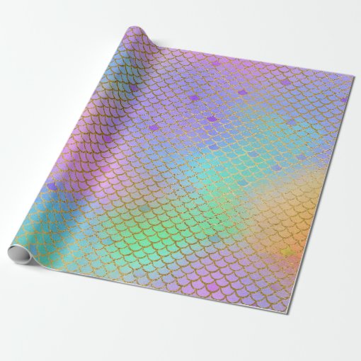 Mermaid Scales Pearlescent Rainbow Under the Sea Wrapping Paper | Zazzle