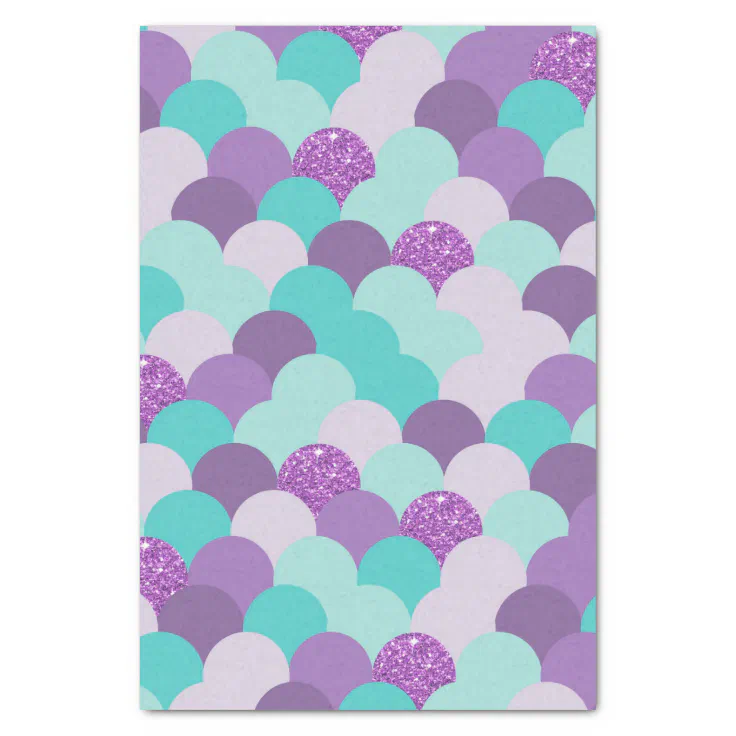 Mermaid Scales Purple Glitter Teal Decoupage Craft Tissue Paper | Zazzle