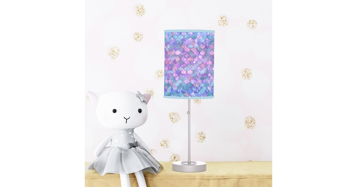 Mermaid Scales Purple Sparkly Glitter Table Lamp | Zazzle