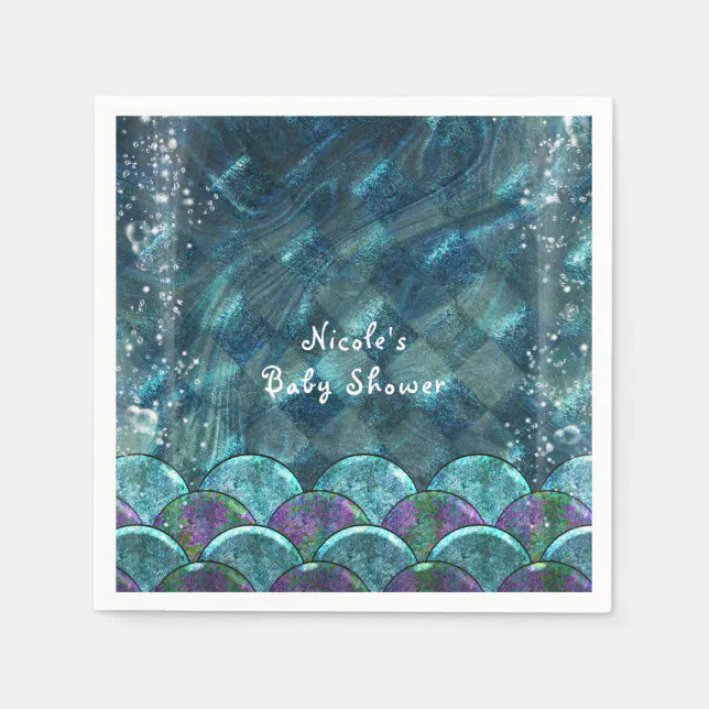 Mermaid Scales Under the Sea Birthday Party Paper Napkins | Zazzle