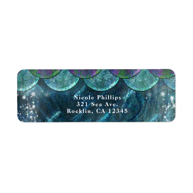 Mermaid Scales Under the Sea Party Invitation Label | Zazzle