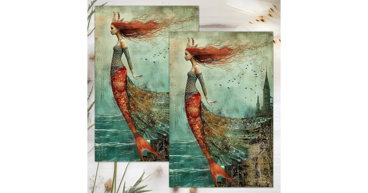 MERMAID SEA GODDESS DECOUPAGE TISSUE PAPER | Zazzle