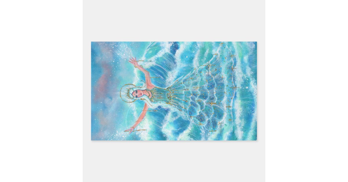 Mermaid sea nymph art by Renee Lavoie Rectangular Sticker | Zazzle