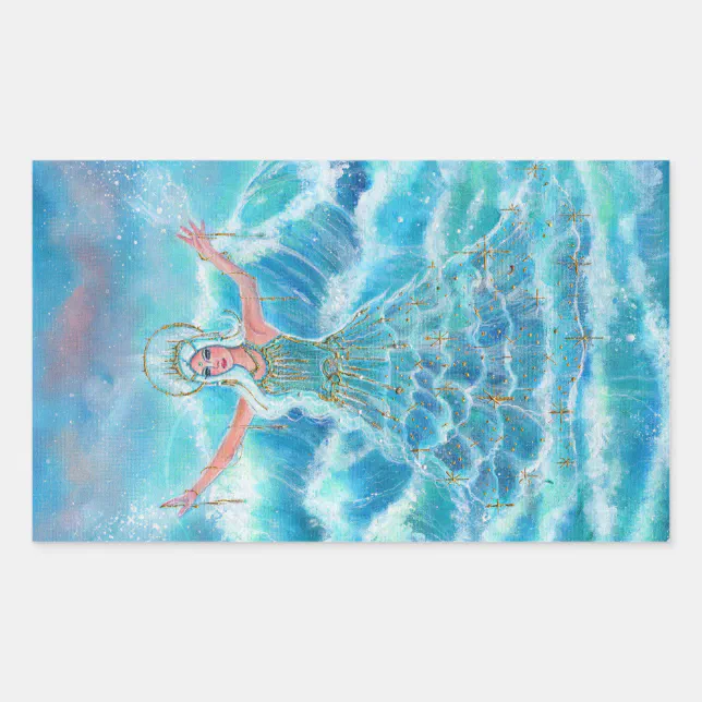 Mermaid sea nymph art by Renee Lavoie Rectangular Sticker | Zazzle