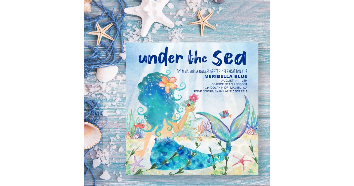 Mermaid Sea | Tropical Ocean Bachelorette Party Invitation | Zazzle