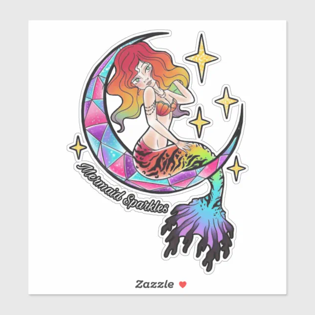 Mermaid Sparkles Sticker | Zazzle