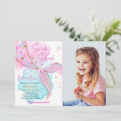 Mermaid Splish Splash Pool Party Girl Birthday Inv Invitation | Zazzle