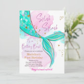 Mermaid Splish Splash Pool Party Girl Birthday Inv Invitation | Zazzle