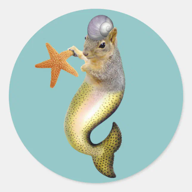 Mermaid Squirrel Sticker | Zazzle