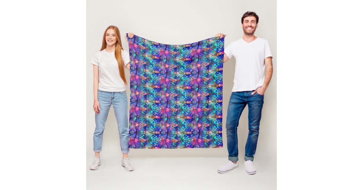 Mermaid Stained Glass Fleece Blanket | Zazzle