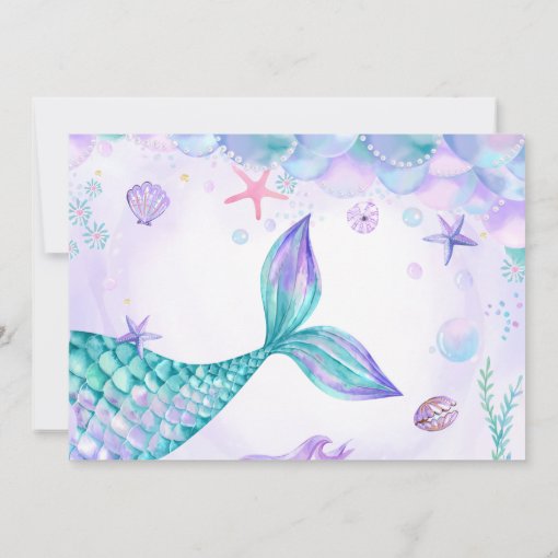Mermaid Tail Birthday Photo Thank You Card | Zazzle